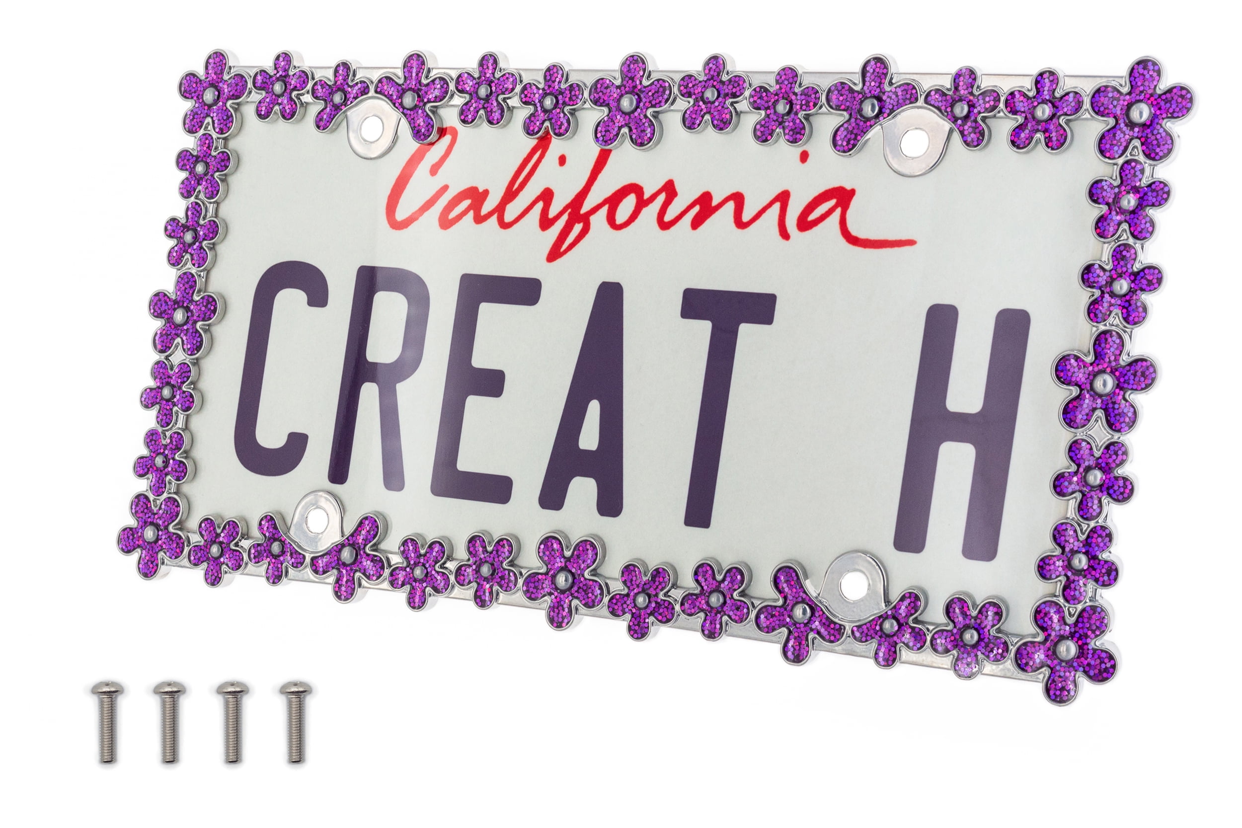 Creathome 3D Shining Daisy Wrenth License Plate Frame from Pure Zinc ...