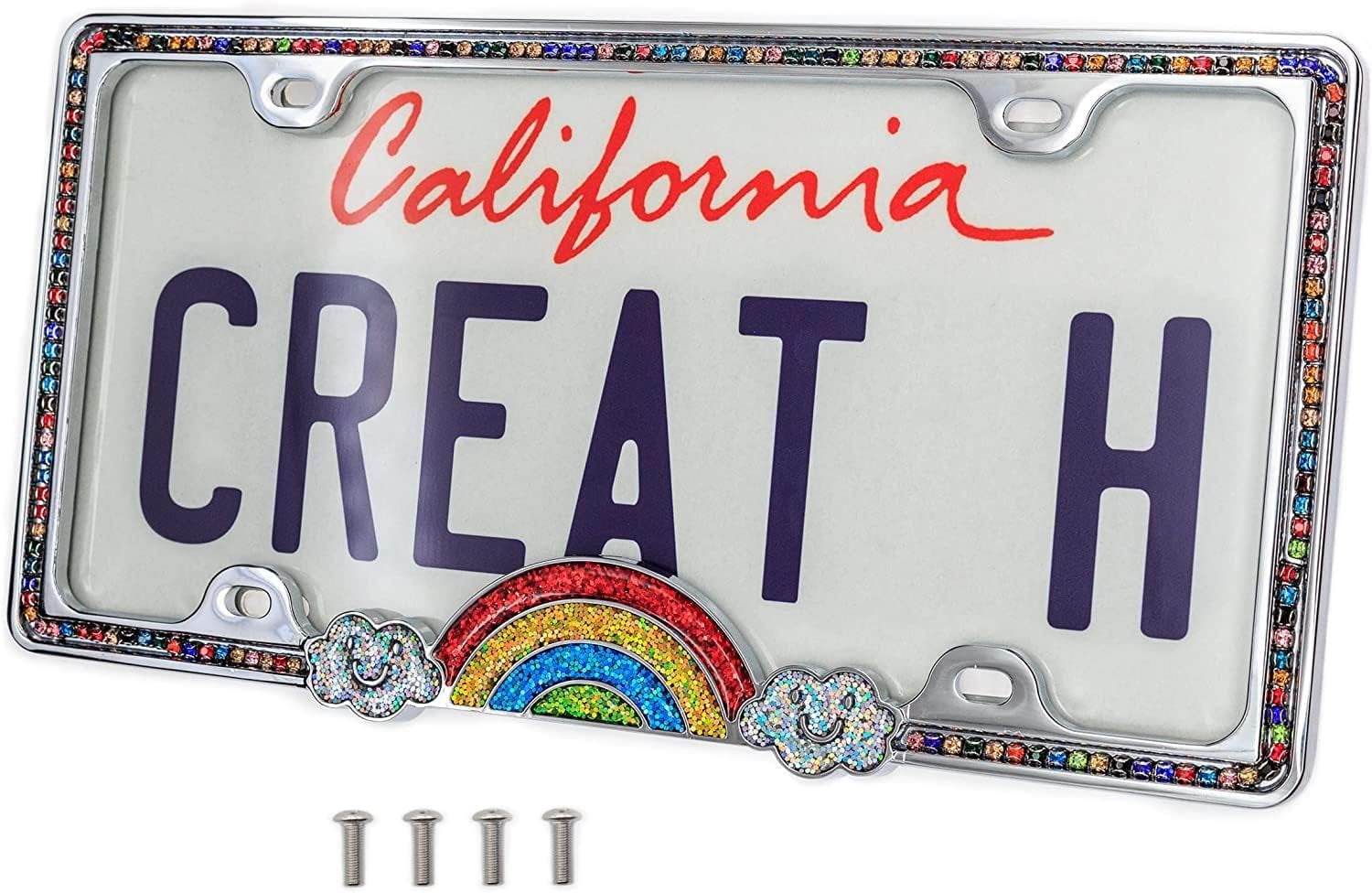 Creathome Shining Dog Pattern Diamond Chain License Plate Frame from ...