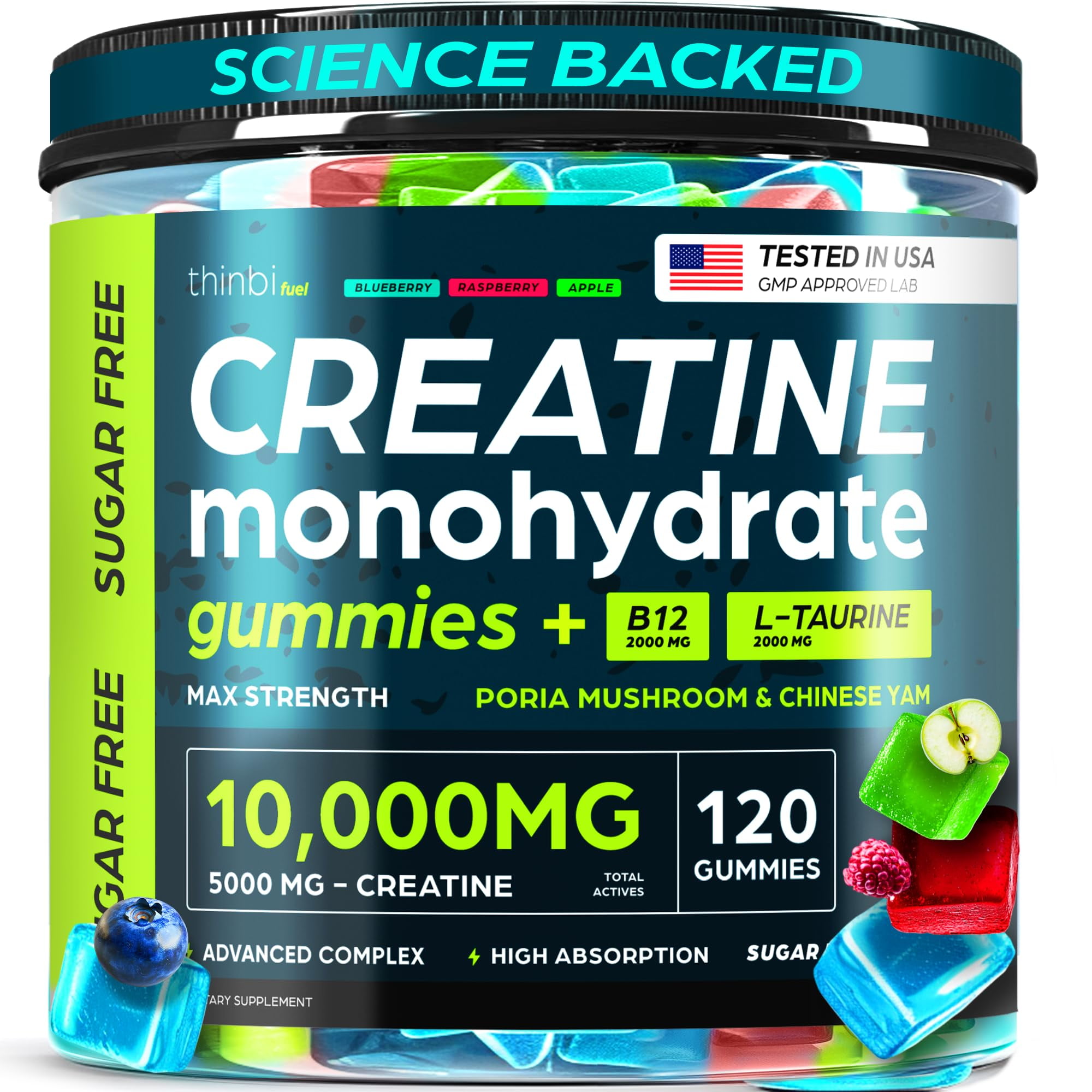 Creatine Gummies Monohydrate Complex 10,000mg for Men & Women -120 ...