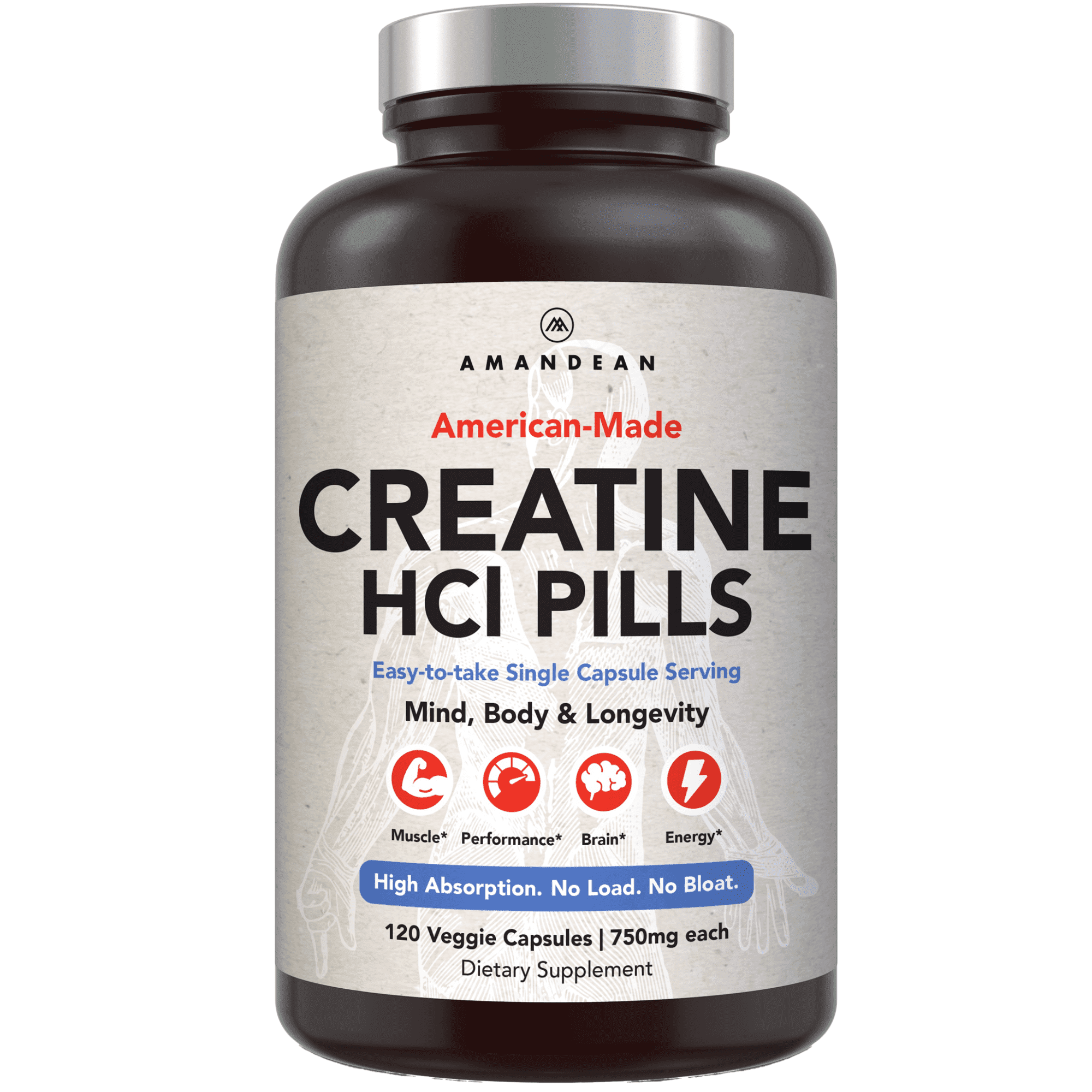 Creatine HCl Pills. 120 Count. USA Made CON-CRET. 1 Capsule Equals 5g ...