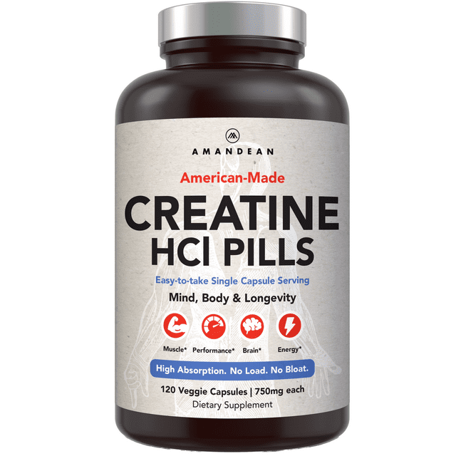 Creatine HCl Pills. 120 Count. USA Made CON-CRET. 1 Capsule Equals 5g ...