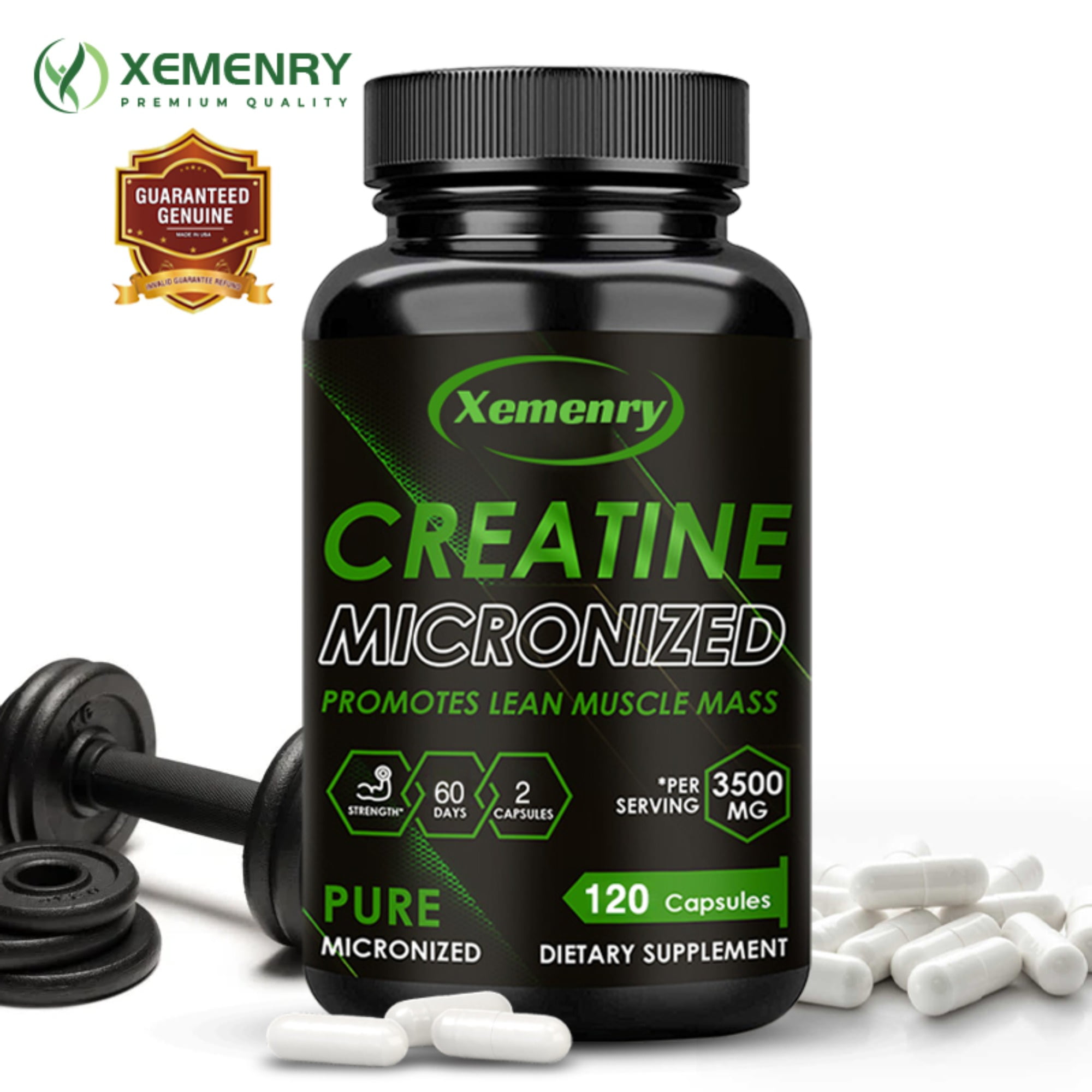 Creatine Micronized Capsules 3500mg - Men's Testosterone Booster ...
