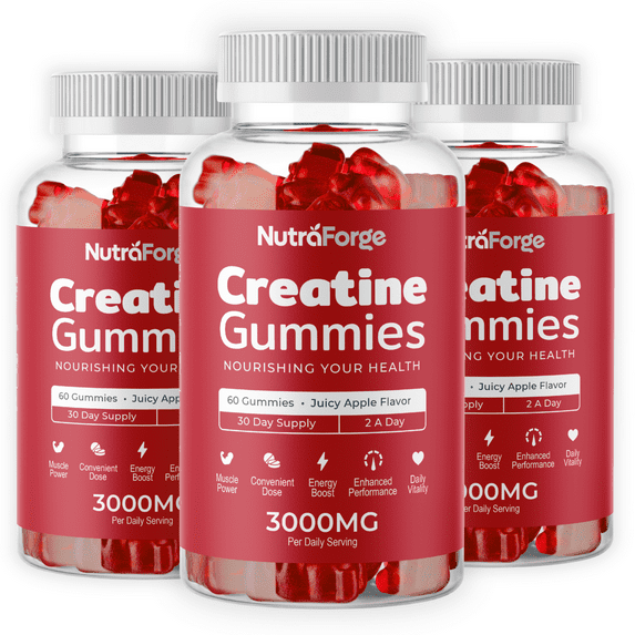 (3 Pack) Creatine Monohydrate Gummies for Men & Women - Boost Focus, Strength, and Endurance ...