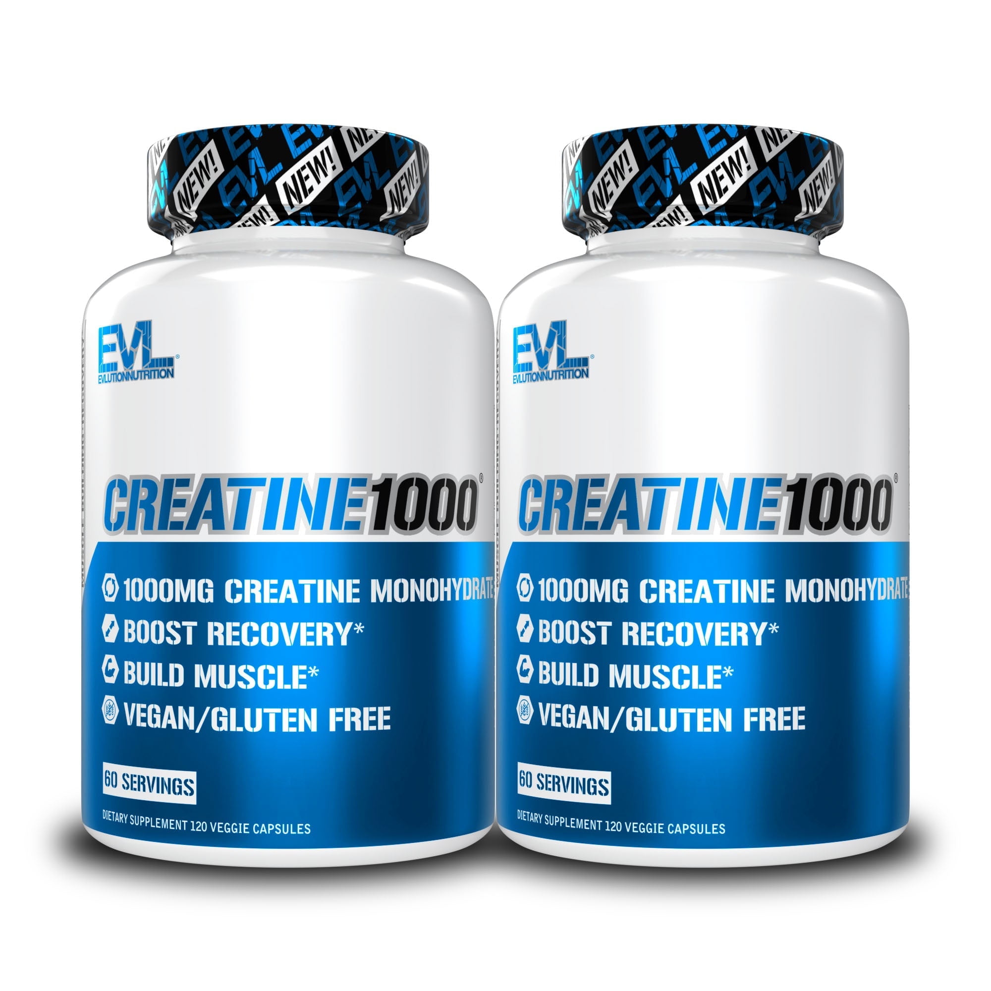 (2 pack) Creatine Monohydrate Pills 120ct - EVL Nutrition Muscle ...