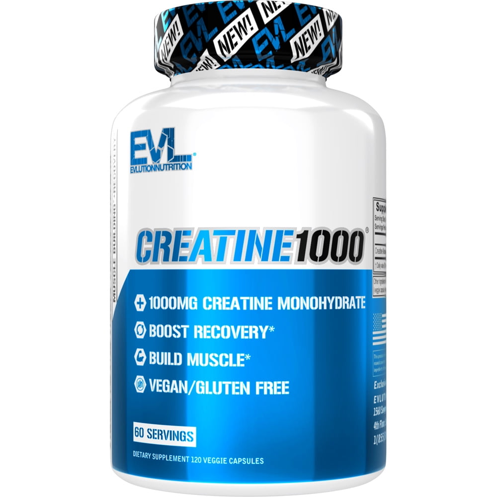 Creatine Monohydrate Pills 120ct - EVL Nutrition Muscle Builder ...