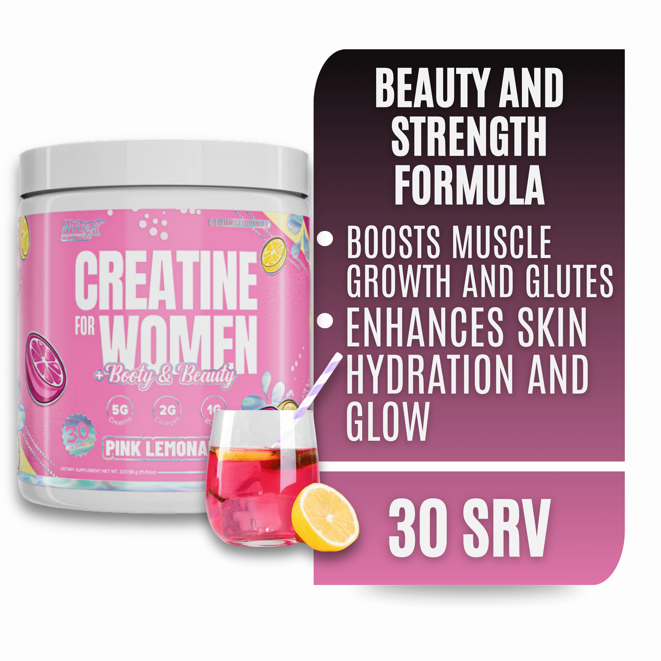 Nutrex Research, Creatine for Women, 30 Servings, Pink Lemonade ...