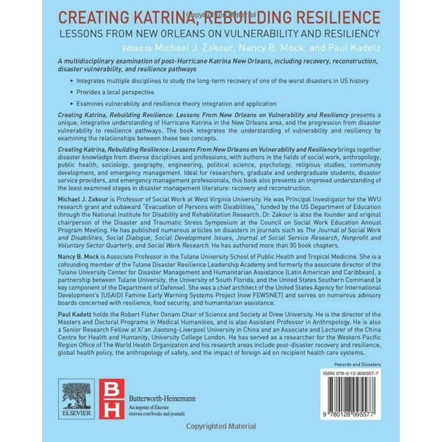 Pre-Owned Creating Katrina, Rebuilding Resilience: Lessons from New Orleans on Vulnerability and ...