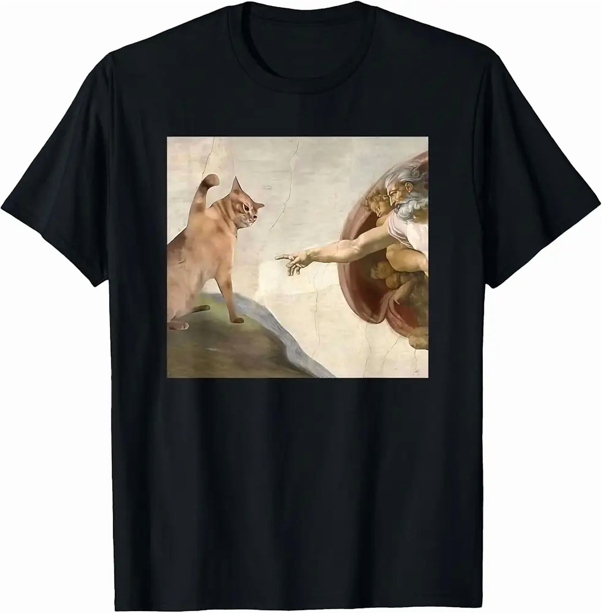 Creation Cat Meme Funny Adam Parody Feline Humor Art Graphic Unisex T ...