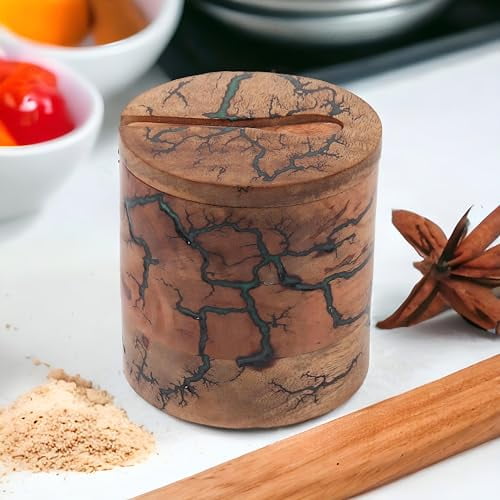 Creation India Craft Wooden Salt Box for Kitchen, Salt Cellar, Salt Jar ...