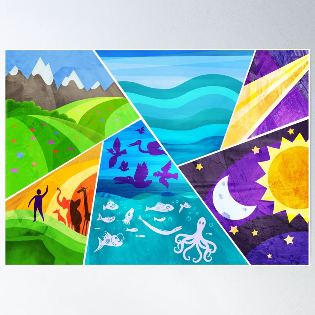 Creation Of The World In 7 Days Poster Wall Art, Modern Wall Decor For ...