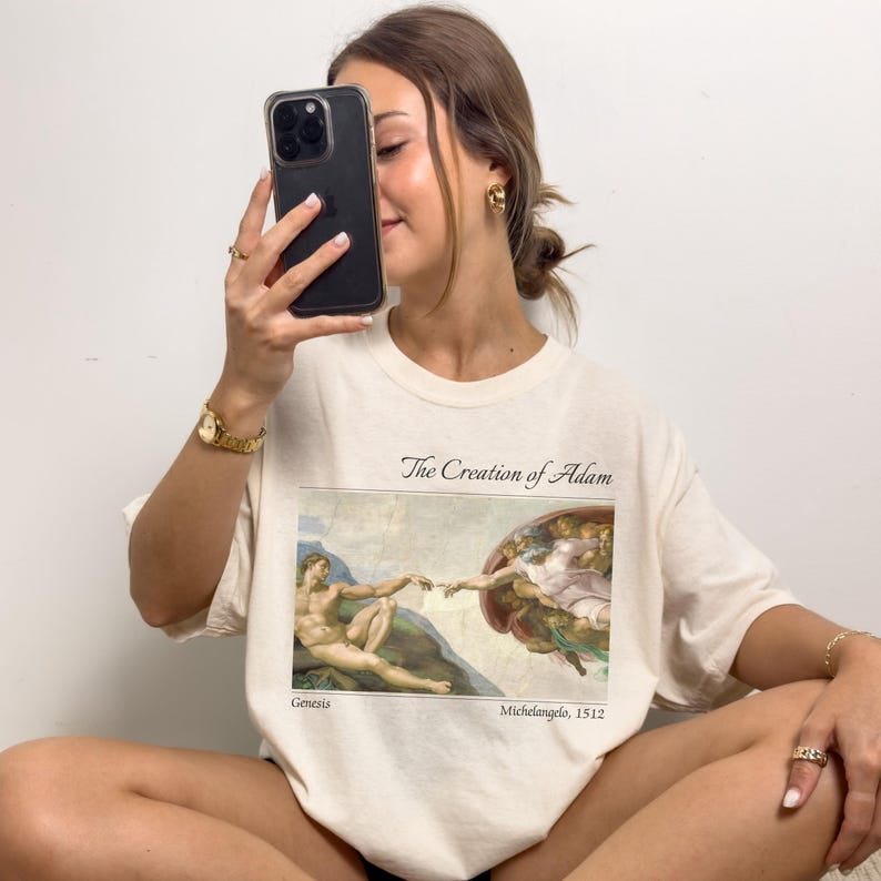 Creation of Adam Shirt, Michelangelo Famous Artwork Tee, Vintage Art ...