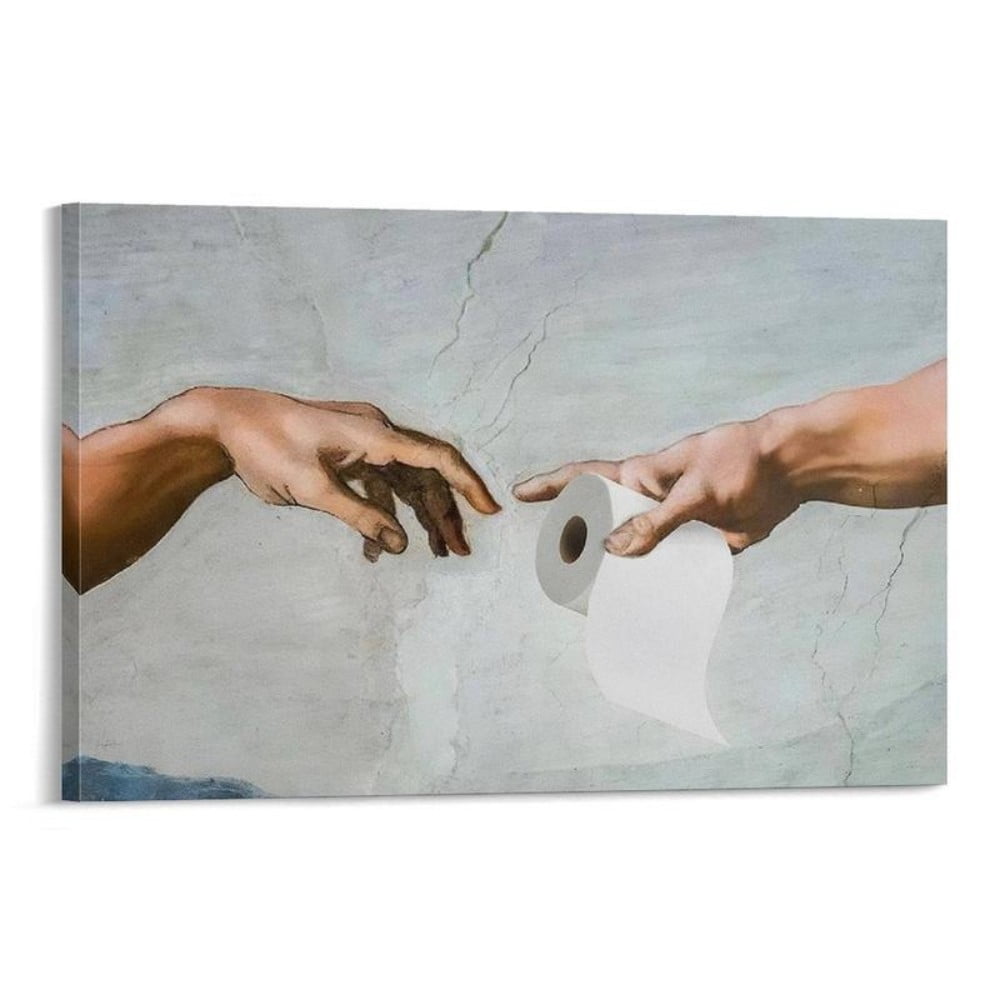 Creation of Adam Toilet Paper Canvas Wall Decor Ready to Hang Bathroom ...