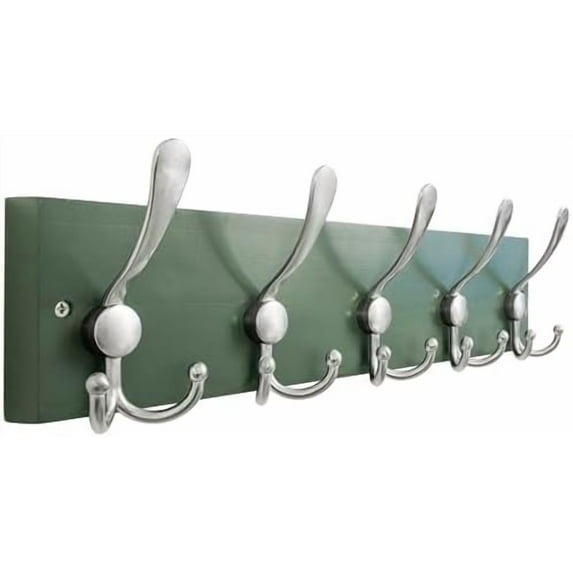 Creations Forest Green Solid Wood Wall Mounted Coat Rack, 5 Hooks, 16-7/8" Long - Kitchen ...