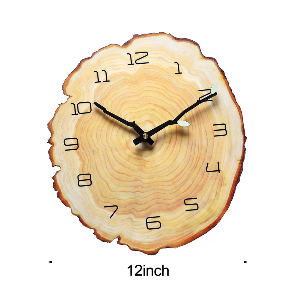 Creative 12-Inch Silent Mdf Wall Clock: Luminous Annual Ring Design ...