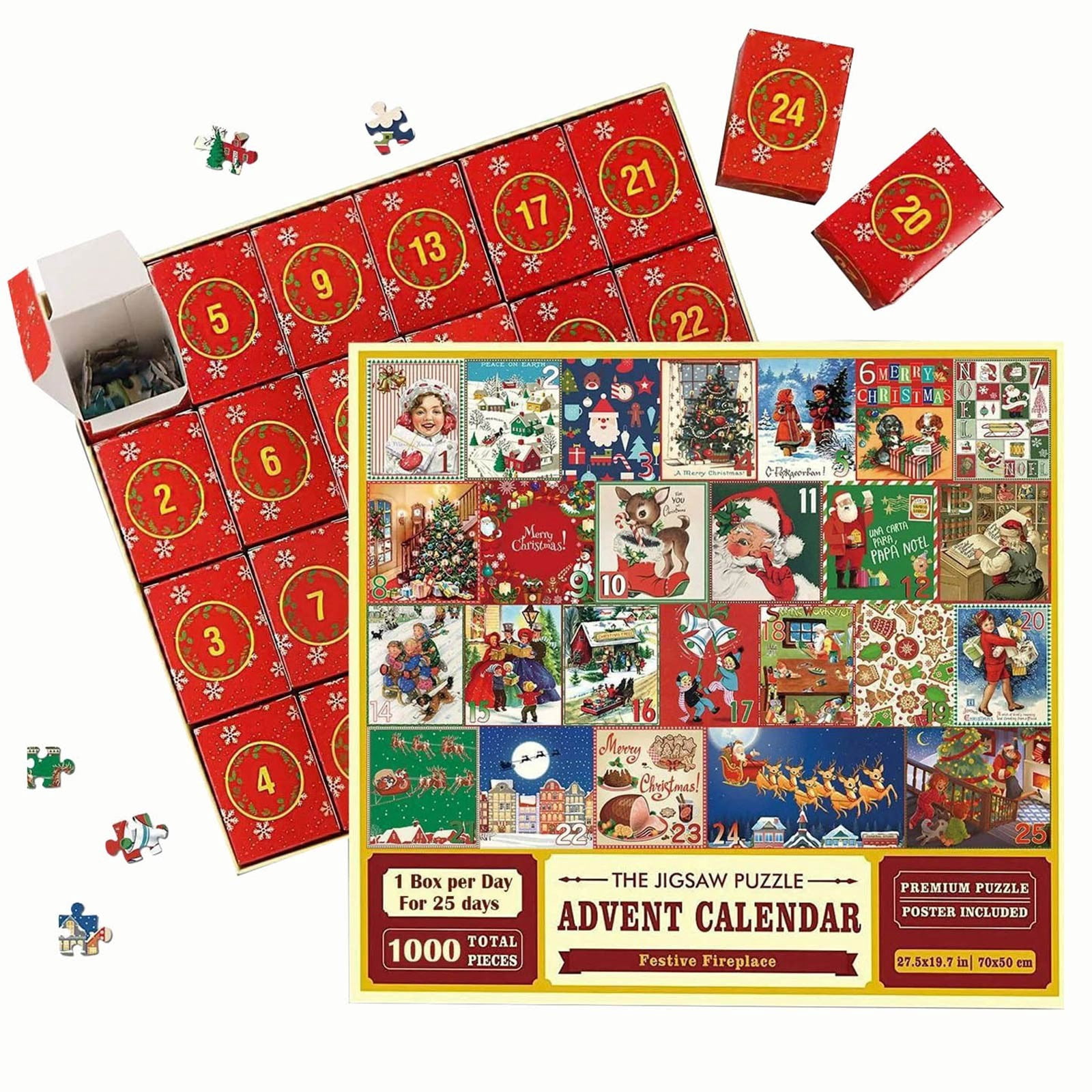 Creative 24 Boxes Puzzle Blind Red Christmas 24 Days Surprise Guessing ...