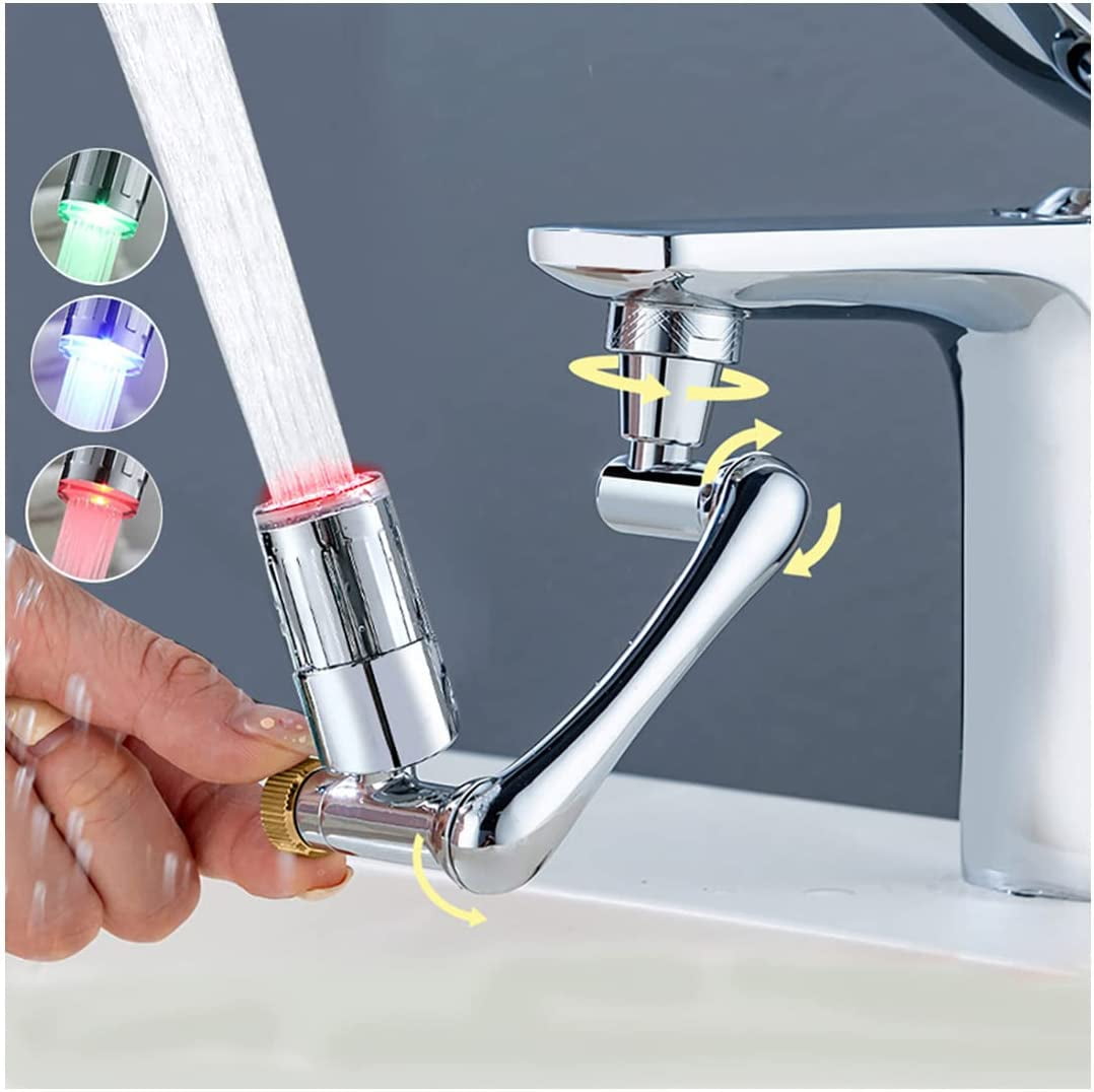 Creative 3 Colors Light Temperature Sensing Rotating Faucet Extender ...