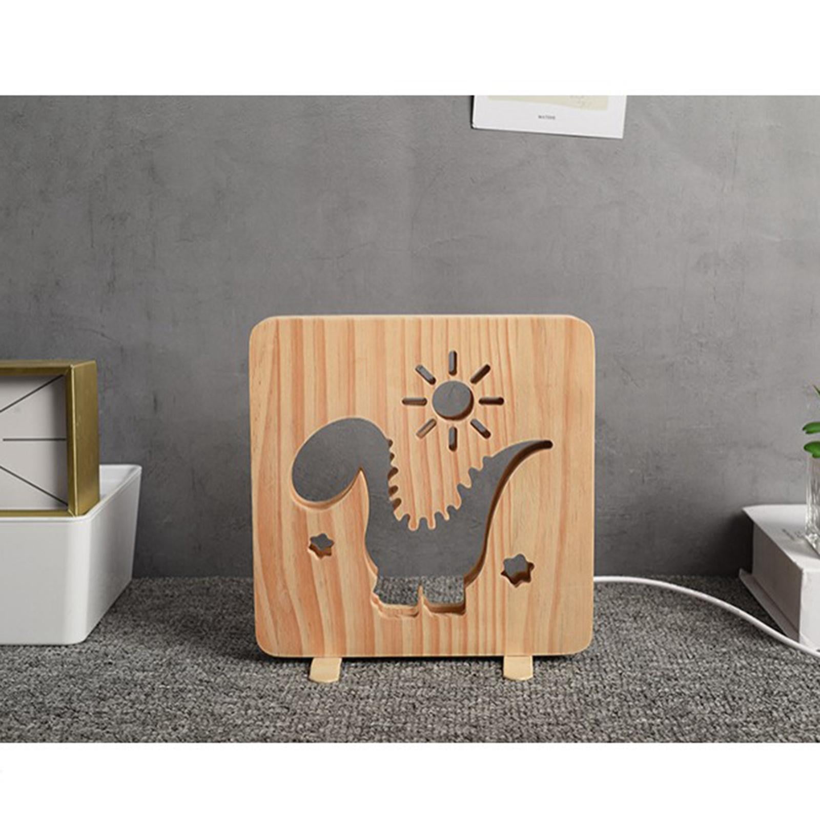 Creative 3D Amal Wooden ght Light, Hollow Dinosaur and table lamp with ...