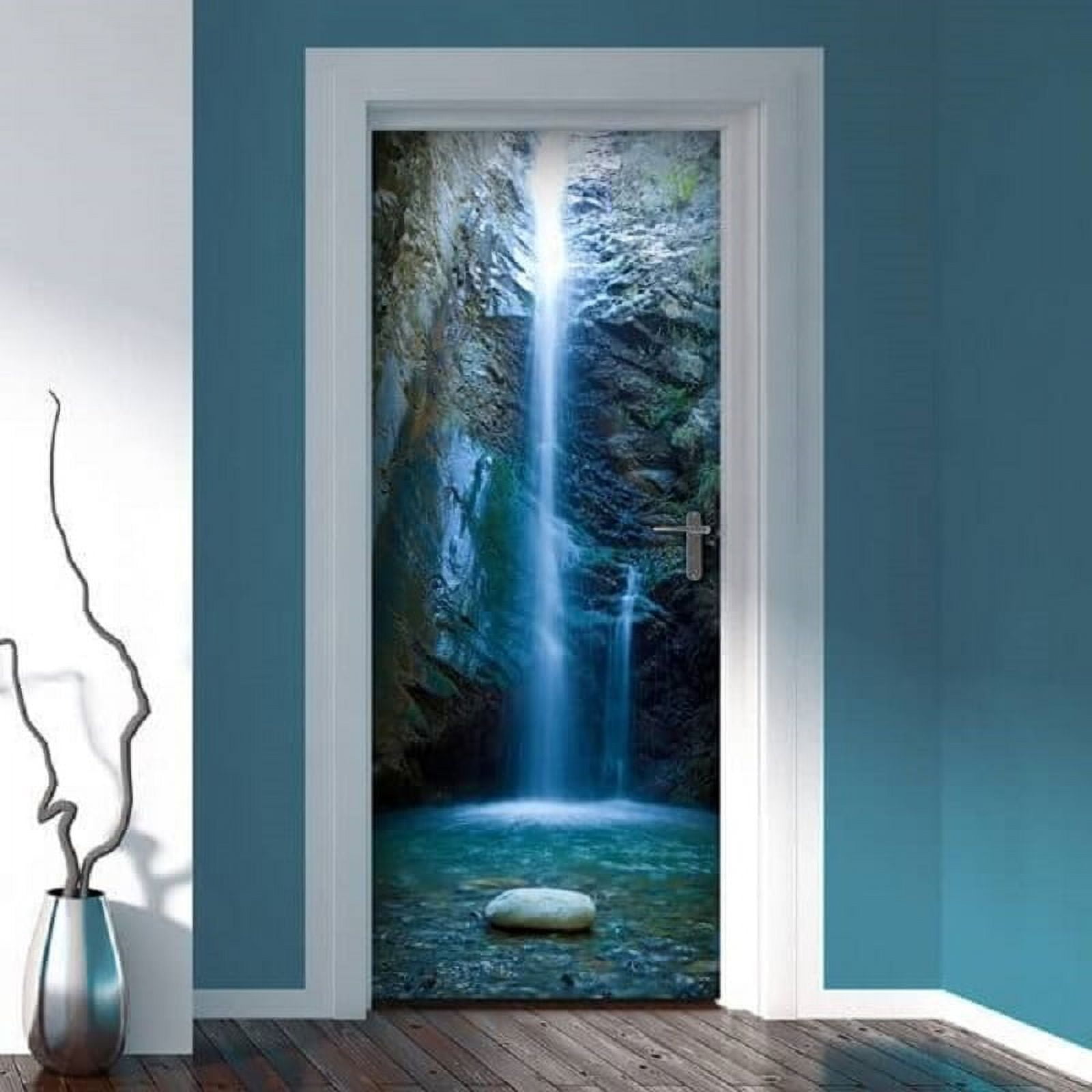Creative 3D Door Sticker Cave Waterfall DIY Home Decor Decals Wallpaper ...