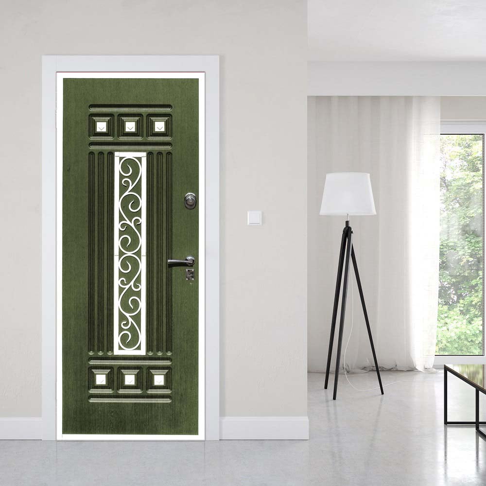 Creative 3D Door Sticker Dark Green Gate DIY Home Decor Decals ...