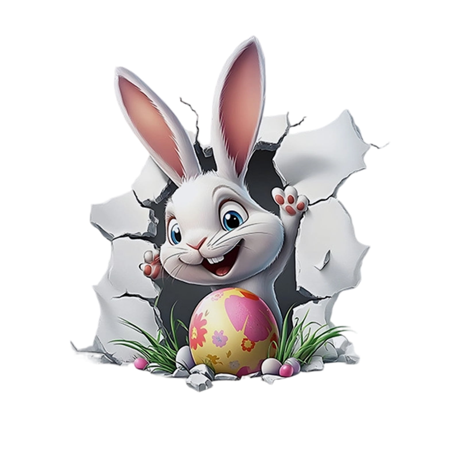 Creative 3D Easter Bunny Wall Decals – Festive Breakthrough Sticker for ...