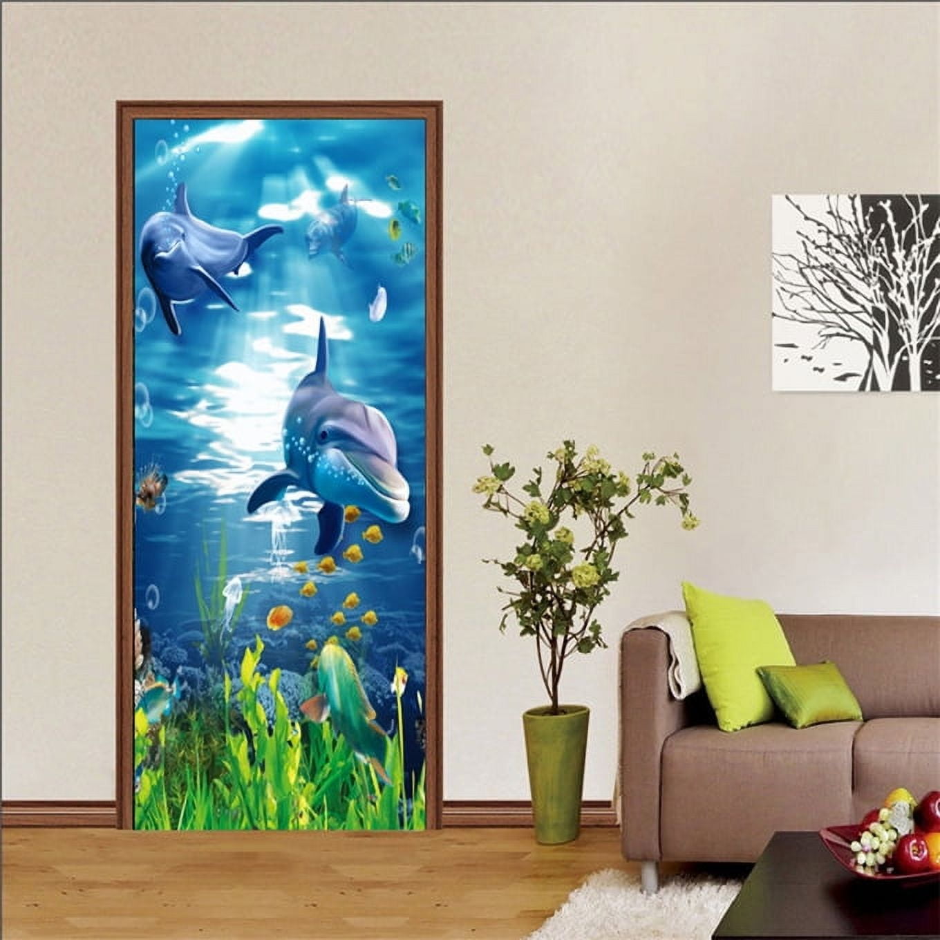 Creative 3D Vision Door Sticker For Living Room Corridor Decoration ...