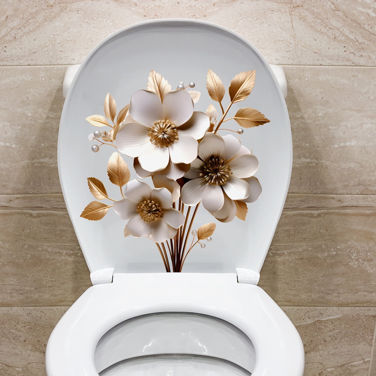 Creative 3D three-dimensional floral wall stickers, bathroom toilet ...