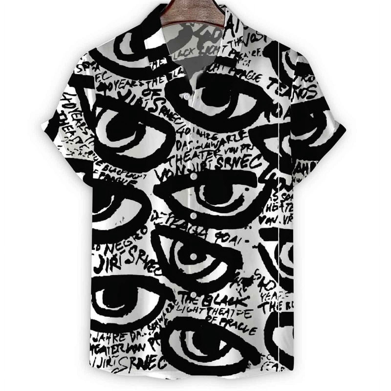 Creative 3d Printed Eyes Lips Hawaiian Shirt Men Short Sleeves Lapel ...