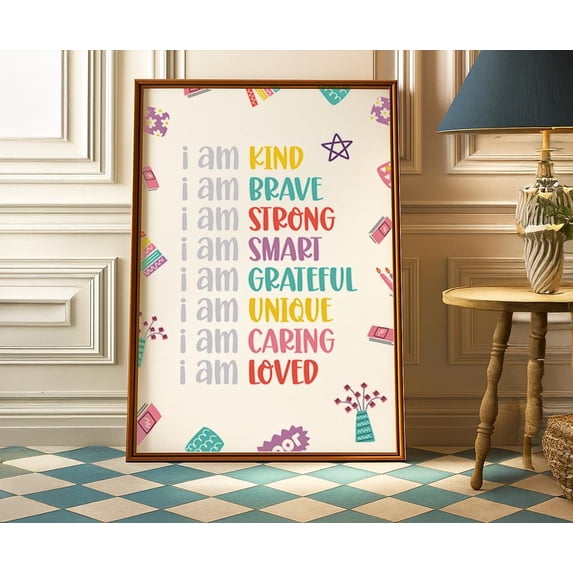 Creative Affirmation Wall Art Inspirational Poster I Am Kind Boho ...