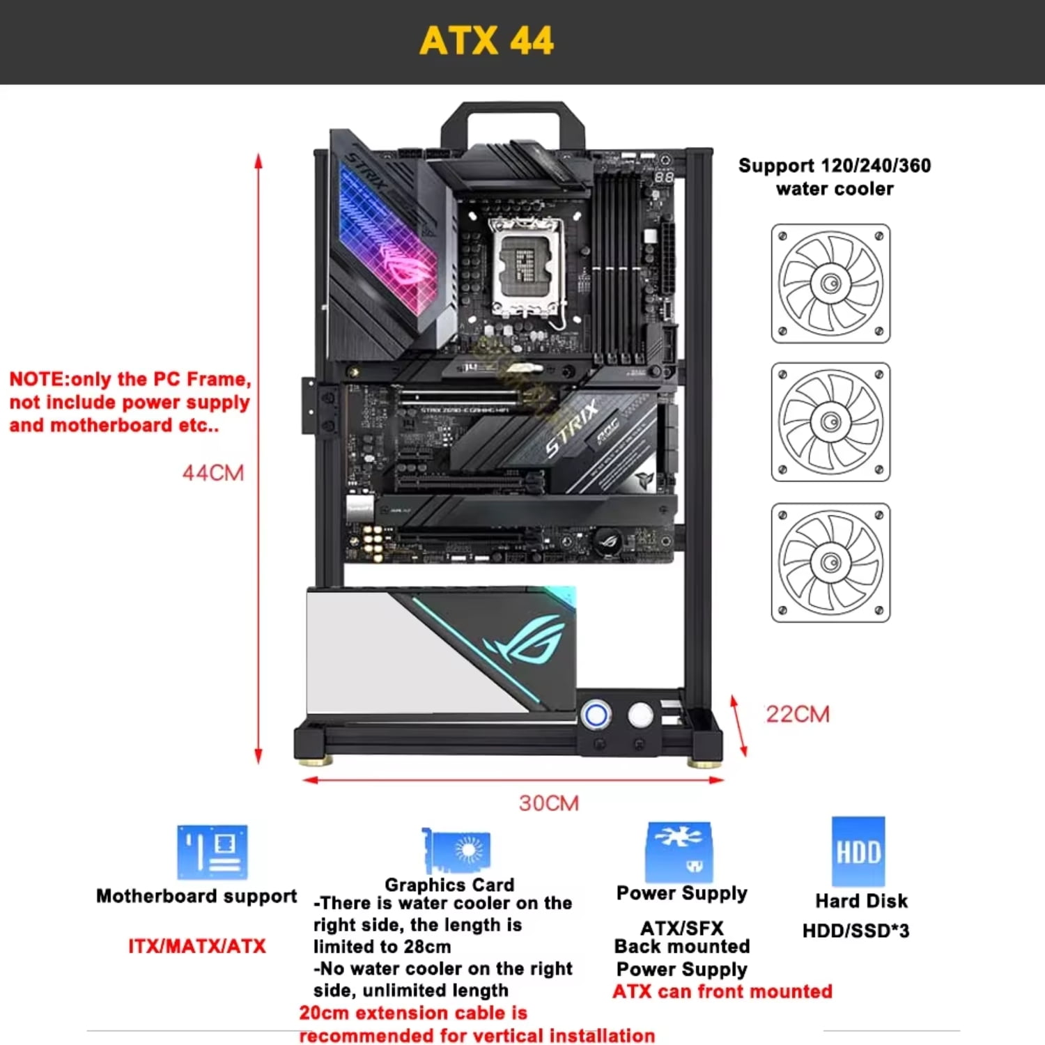 Creative Aluminum Open Frame DIY Gamers Cabinet MOD ITX MATX ATX EATX ...