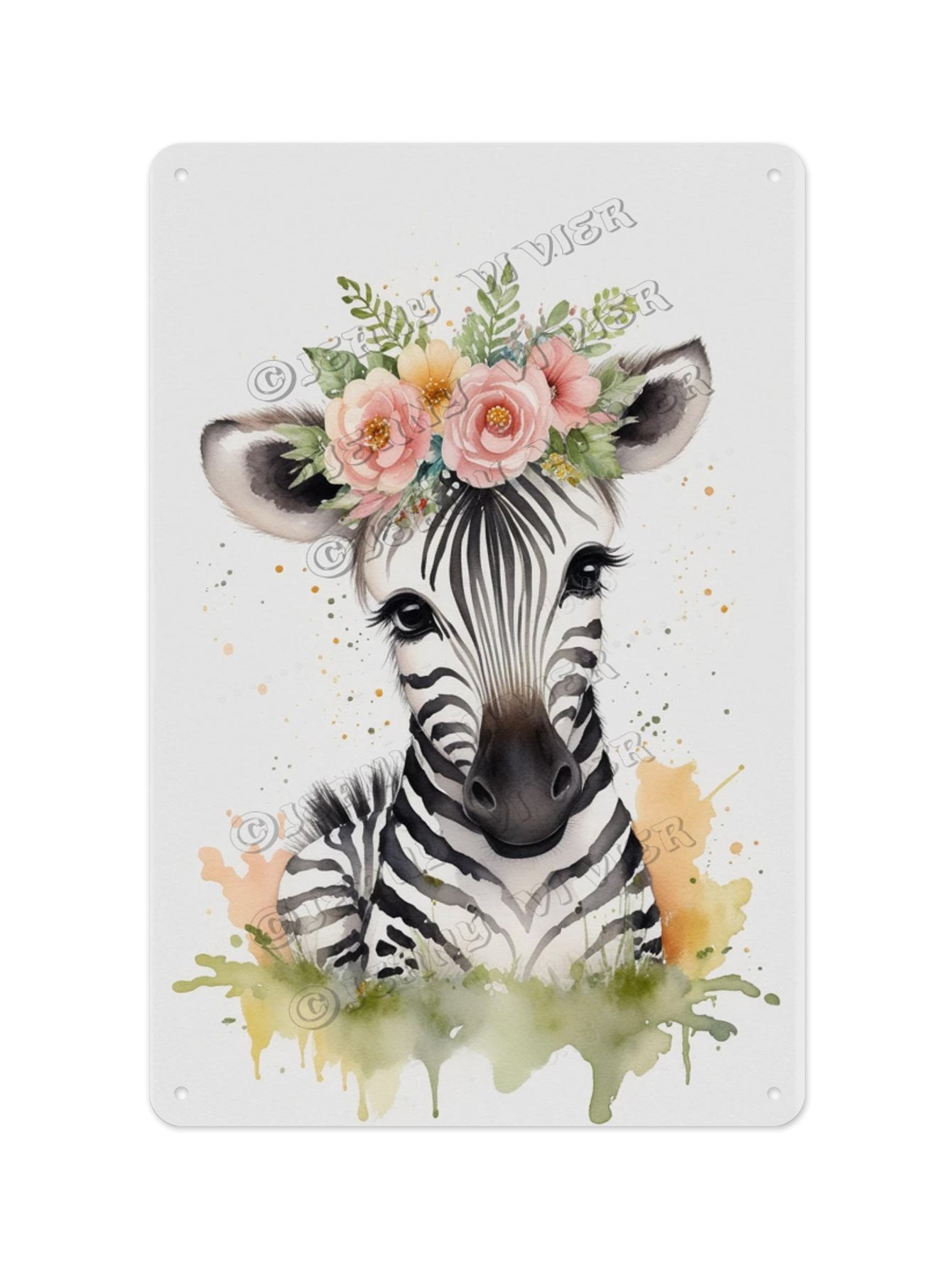 Creative Aluminum Sign - Watercolor Zebra - 12 x 16 Inches - Charming ...