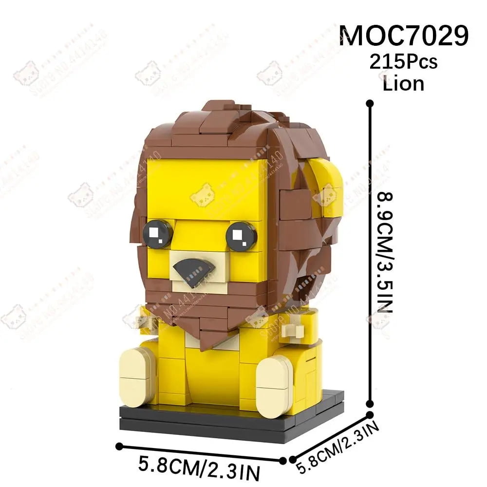 Creative Animals Characters MOC Building Blocks Lion Elephant Fox Koala ...