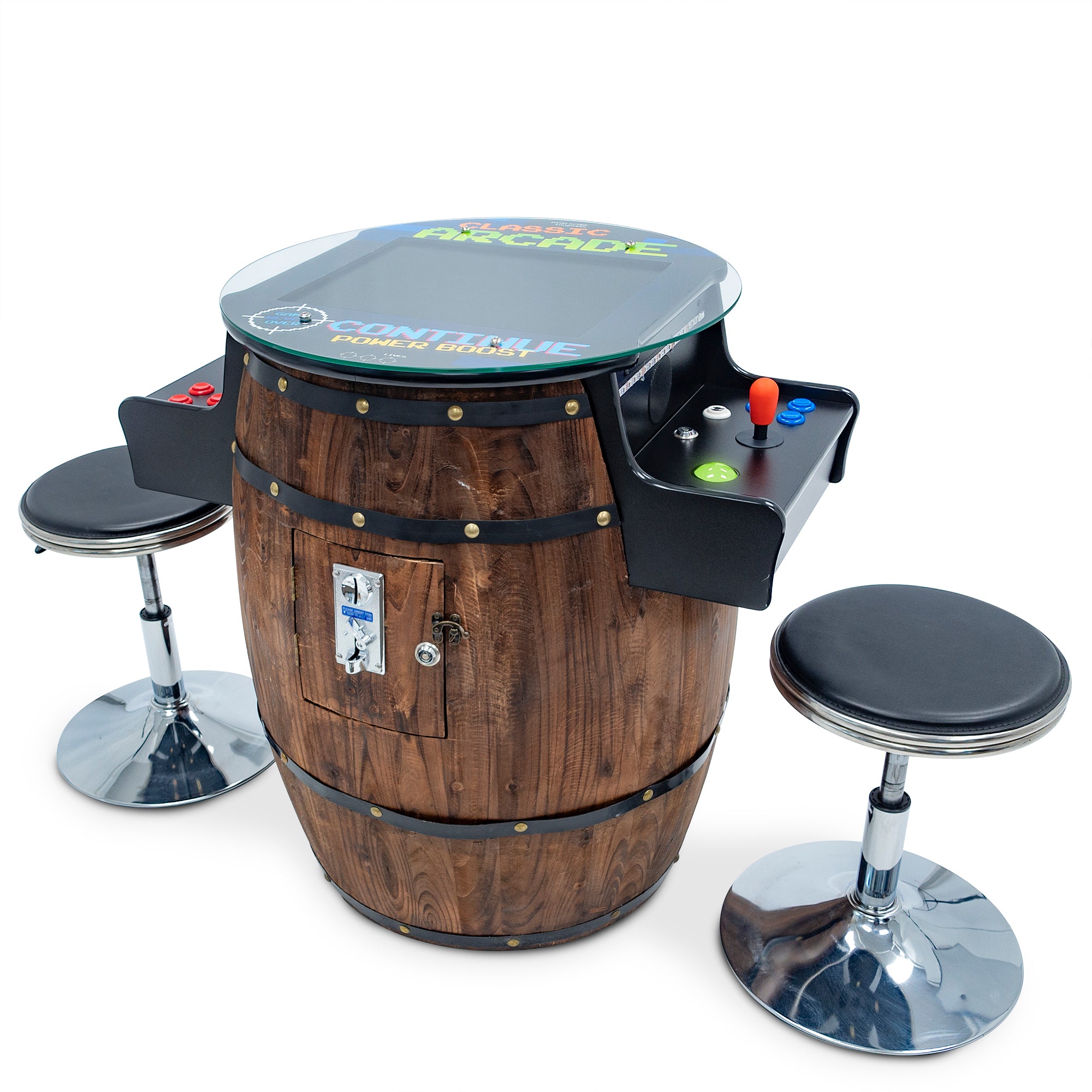 Creative Arcades 2 Player Mid-Size Solid Wood Wine Barrel Arcade with ...
