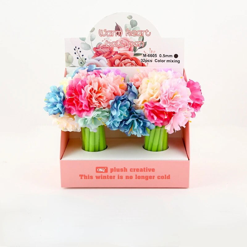 Creative Artificial Flower Gel Pens Soft Silicone Rose Chrysanthemum ...