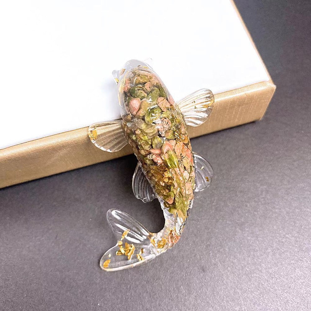 Creative Artificial Koi Fish Ornament,Pretty Natural Crystal Desk Car ...