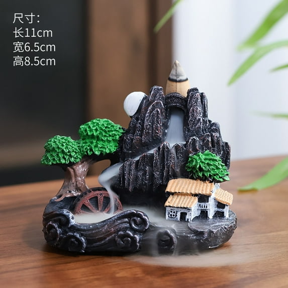 Creative Backflow Incense Holder Resin High Mountain Waterfall Incense ...