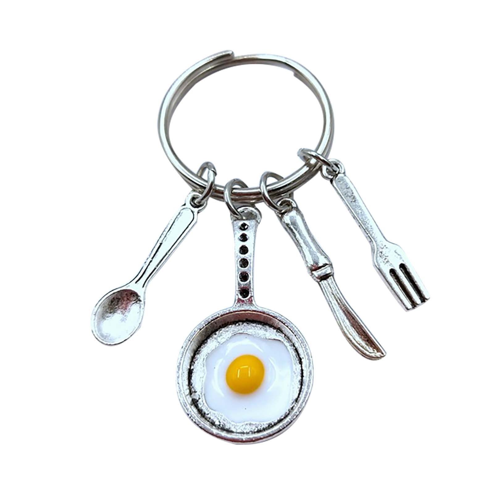 Creative Baking Keychain Egg Cutlery Key Chain, Spoon Fork Cook Book ...