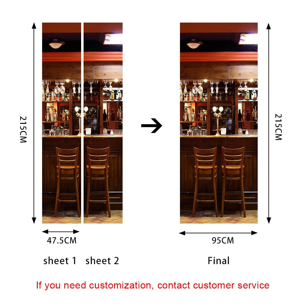 Creative Bar Counter Door DIY Door Wall Stickers Home Decor Living Room ...