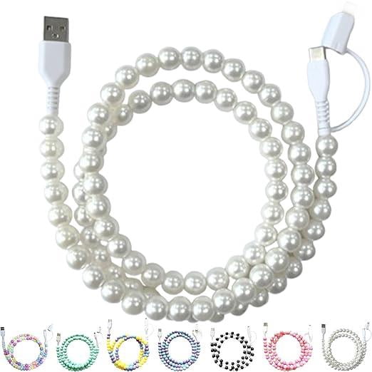 Creative Beaded 2 in 1 Data Cable, Multi Charging Cable, Handmade ...