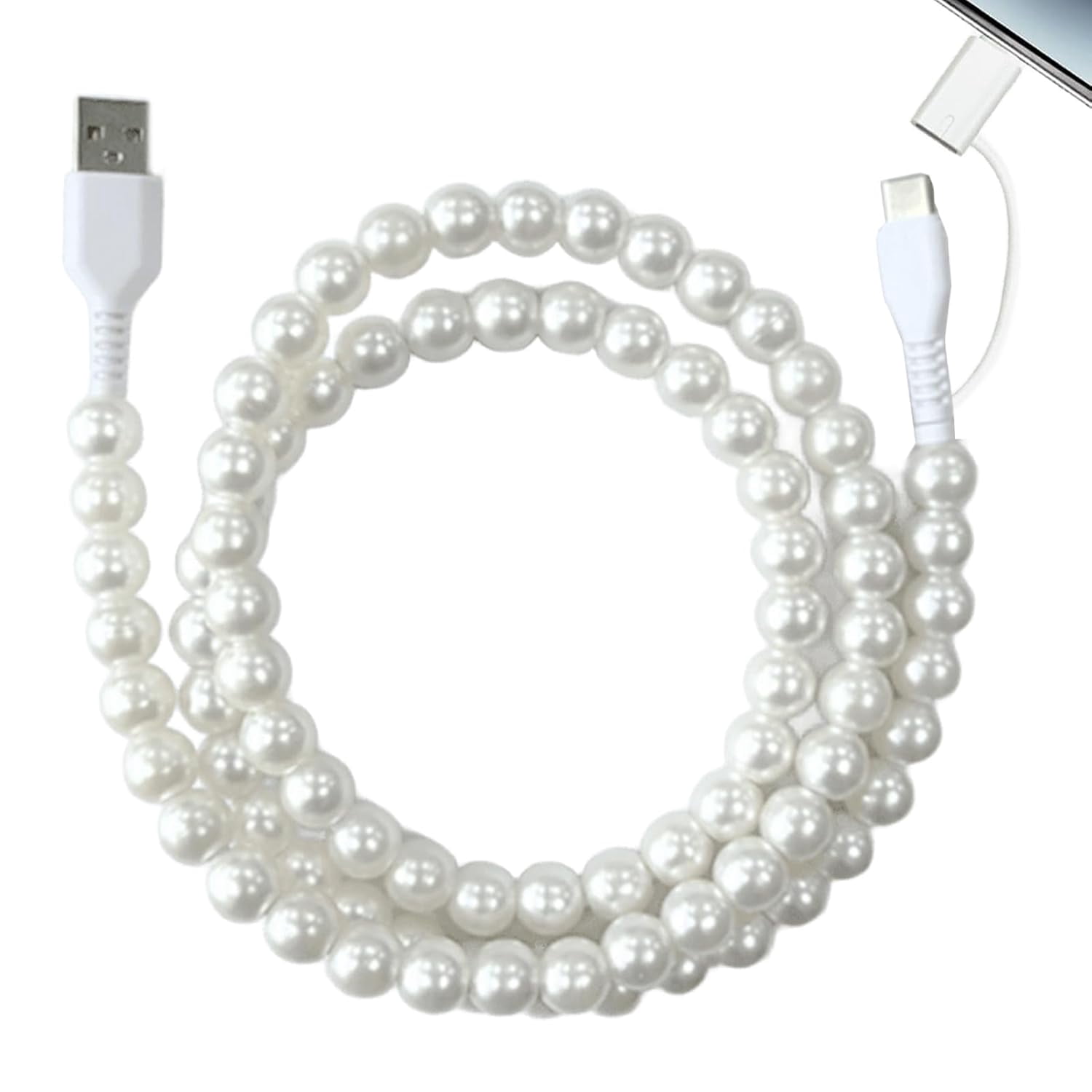 Creative Beaded 2-in-1 Data Cable, 2 in 1 Colorful Beaded Charging ...