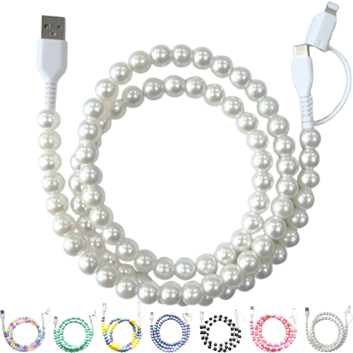 Creative Beaded 2-in-1 Data Cable, USB C Cable, 2 in 1 Multi Charging ...