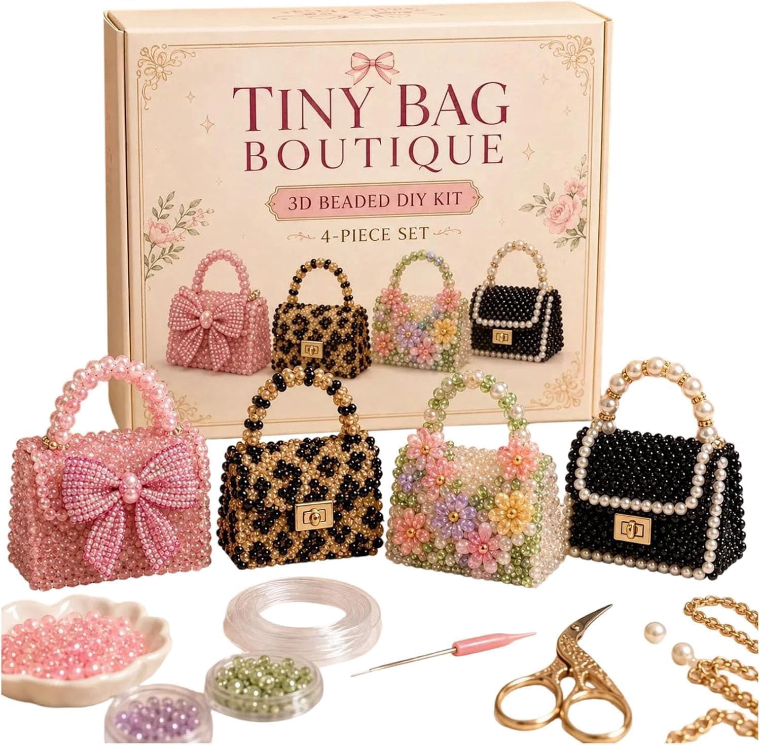 Creative Beaded Mini World 3D DIY Kit, Tiny Beaded Animal Craft Set ...