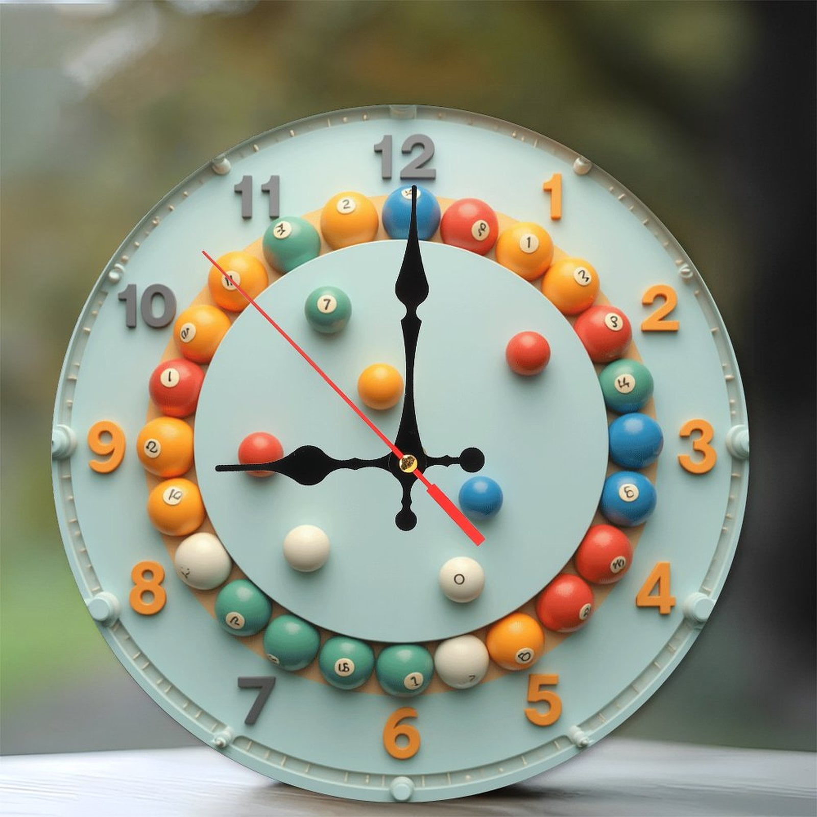 Creative Billiard Clock Wall Decor 10-Inch Silent Wooden Wall Clock ...