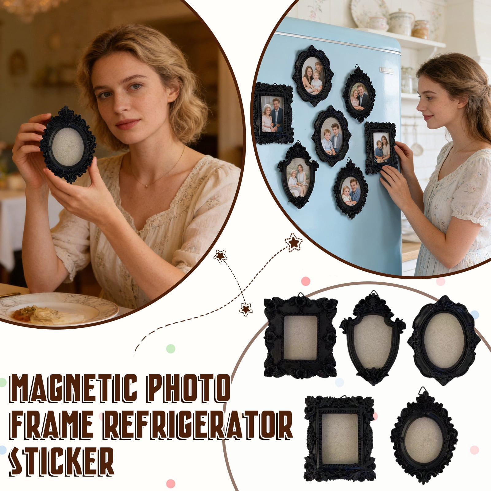 Creative Black Magnetic Refrigerator Stickers Home Decor Photo Frames ...