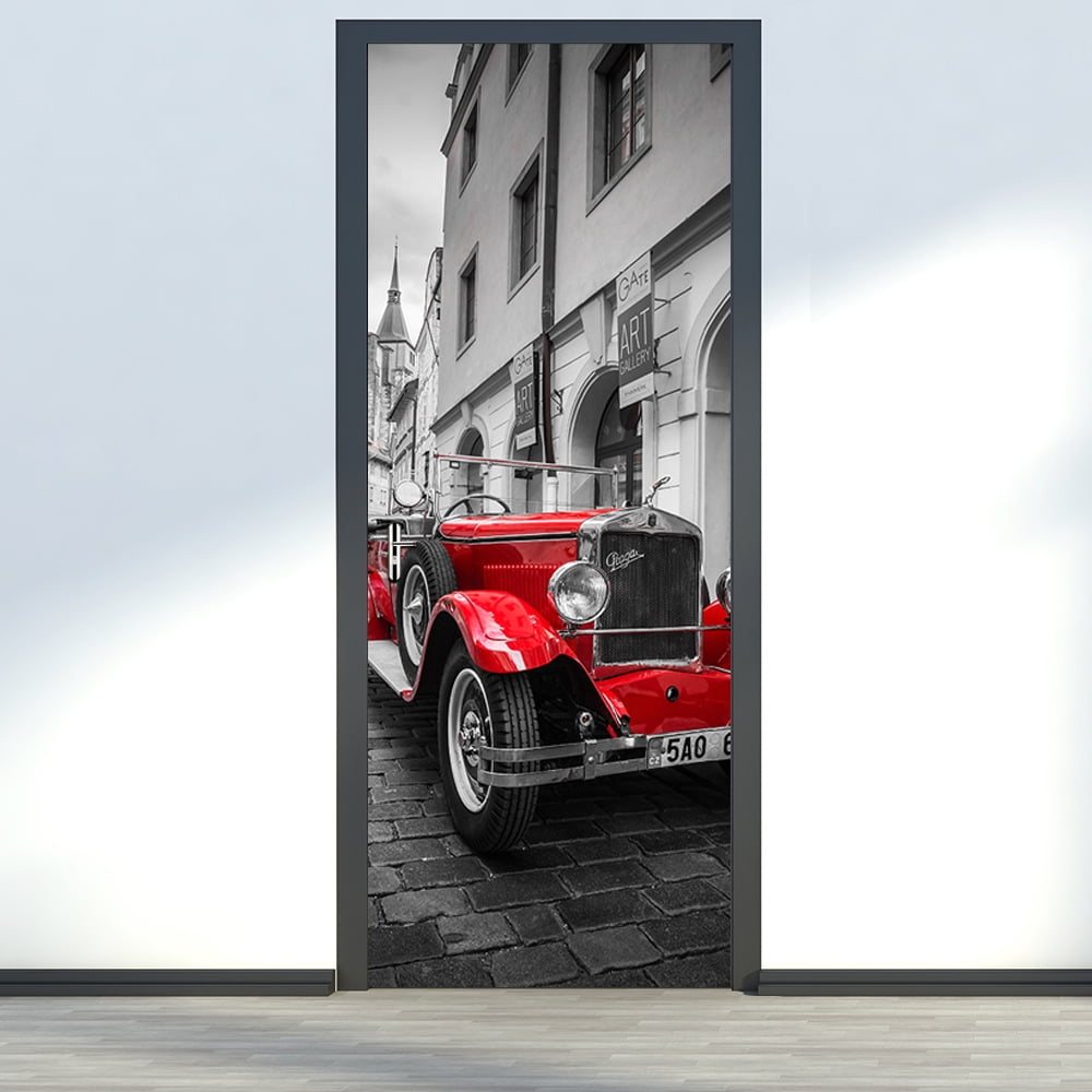 Creative Black and White Eiffel Tower Background Door Sticker Room ...