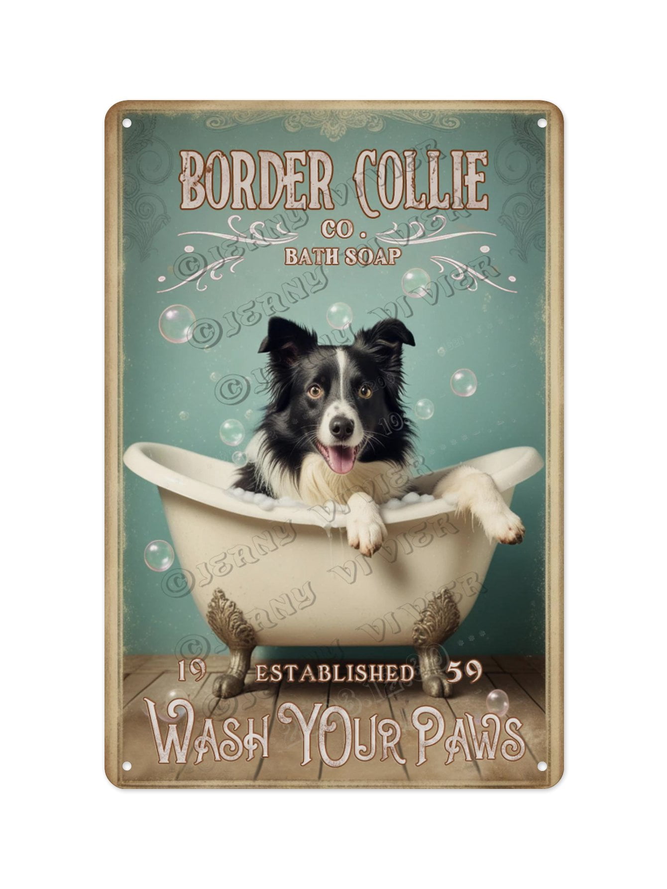 Creative Border Collie Dog Aluminum Sign 12 x 16 Inches - Unique Decor ...