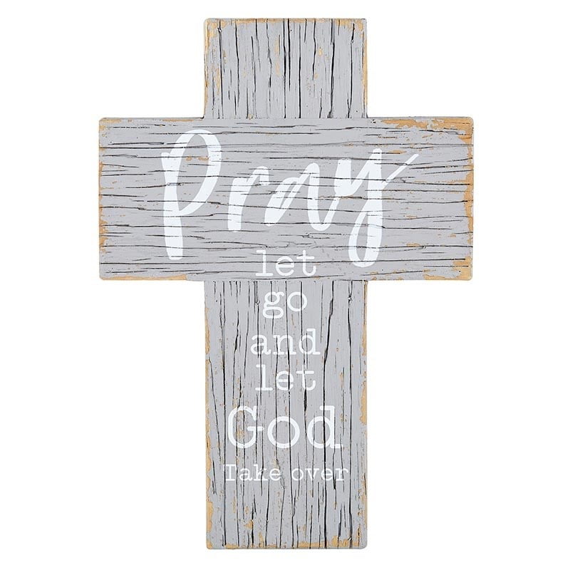 Creative Brands 12 in. Spiritual Harvest Pray Let Go Plaid Cross ...