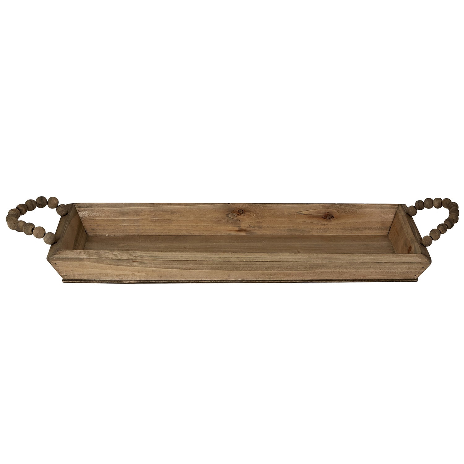 Creative Brands 25" Rustic Brown Rectangular Serving Tray with Handles ...