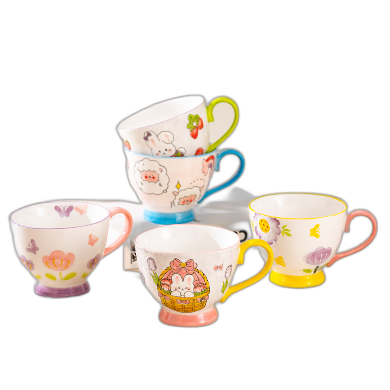 Creative Breakfast Cup, Cute Flower Basket Rabbit Drinking Cup ...