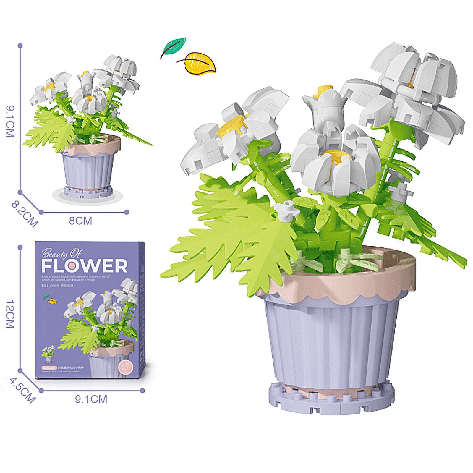 Creative Building Block Bouquet, Eternal Flower Plant Potted Gift, Rose ...