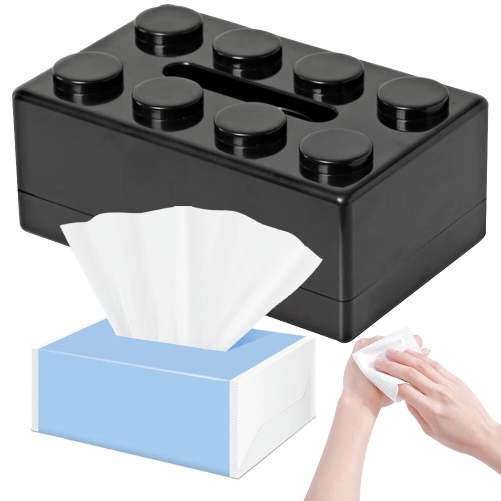 Creative Building Block Tissue Box Cover Facial Tissue Dispenser (Black ...